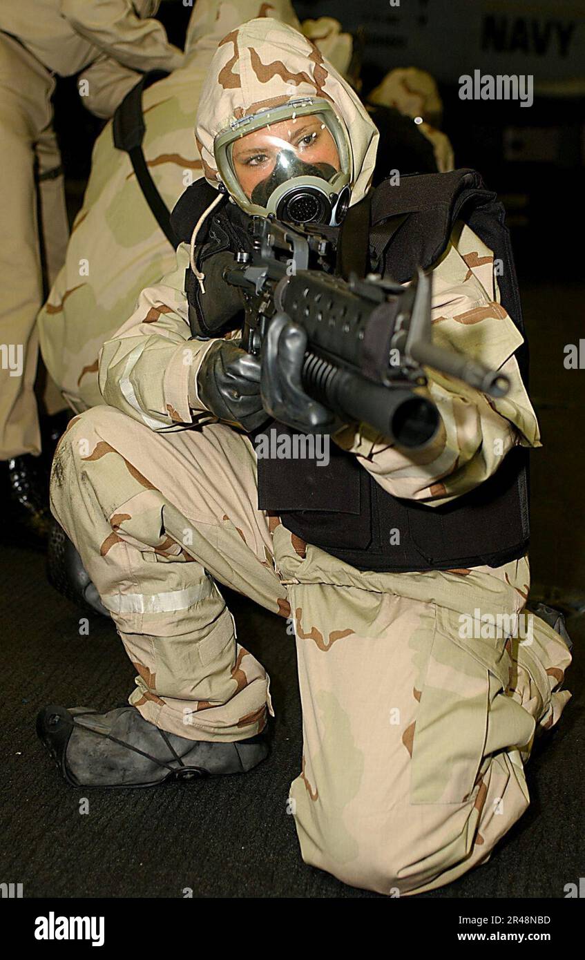 US Navy CBR training exercise aboard ship Stock Photo - Alamy