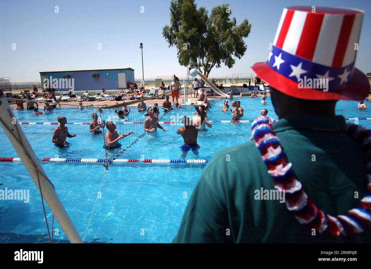 US Navy Service members enjoy a break during 4th of July celebrations ...