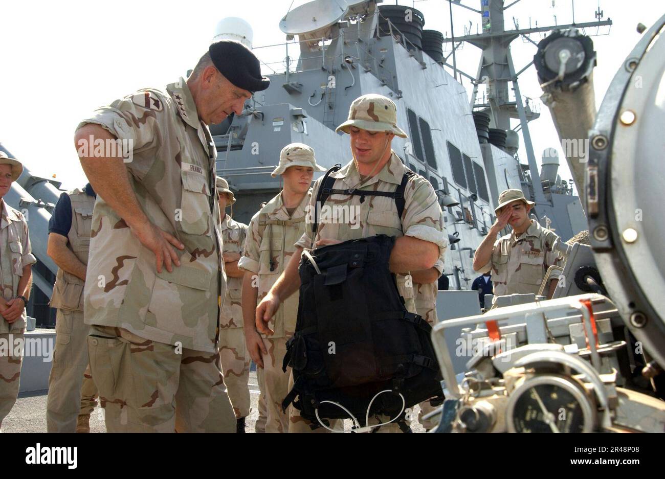 US Navy Gen. Franks visits aboard USS Hopper Stock Photo - Alamy