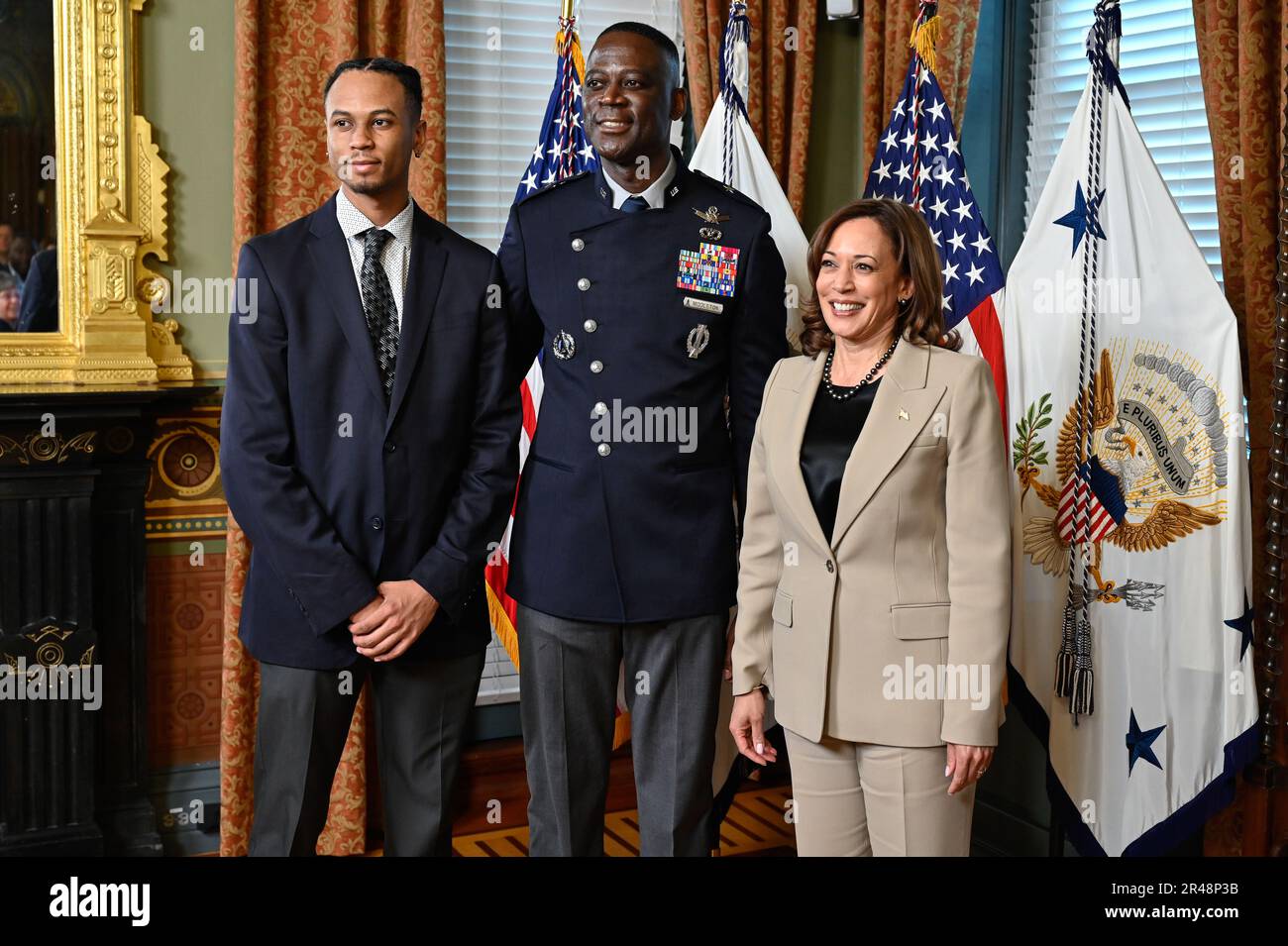 Space Force Brig. Gen. Jacob Middleton poses with Vice President Kamala ...