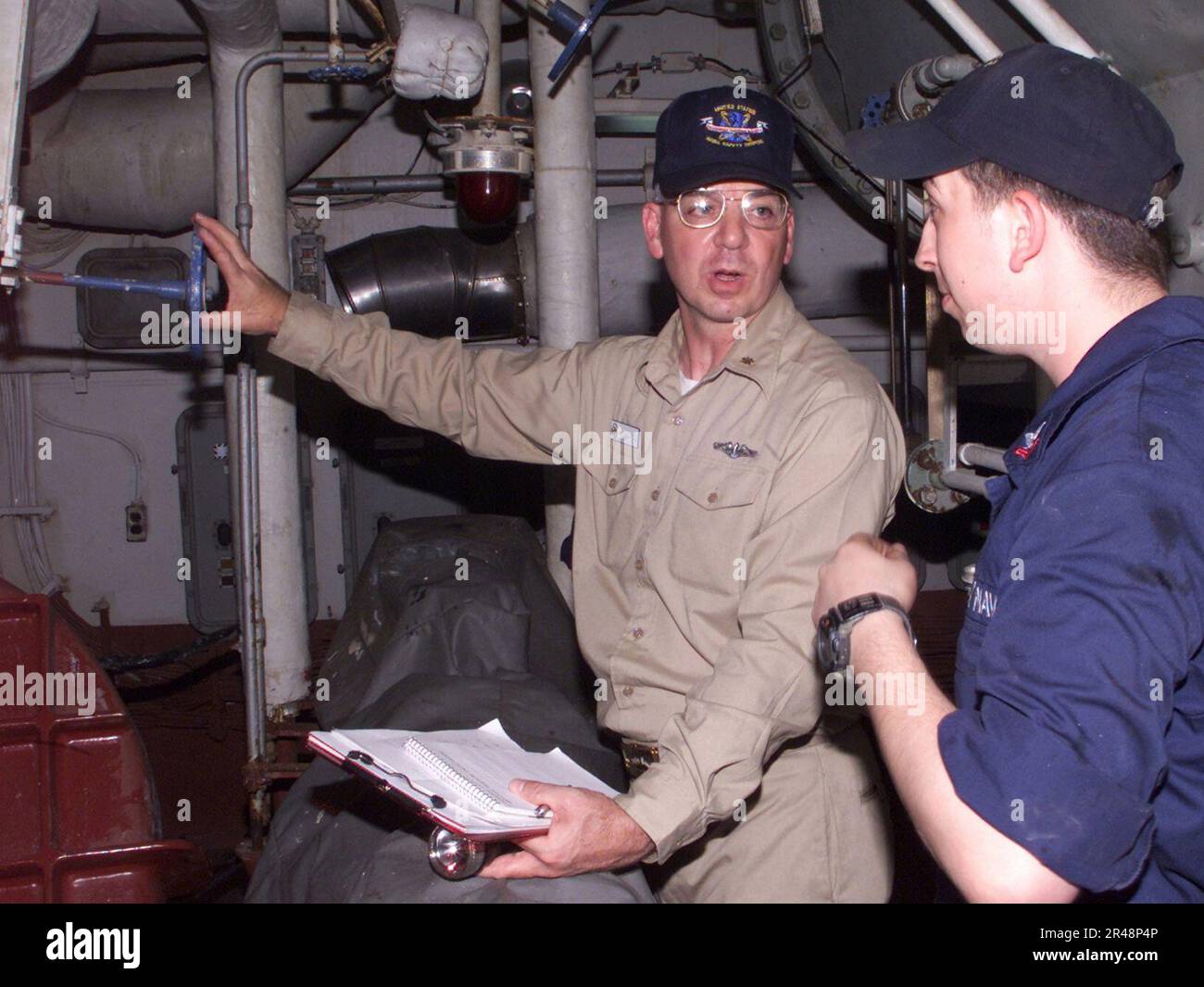 US Navy A safety Inspection is conducted in the main spaces aboard USS ...