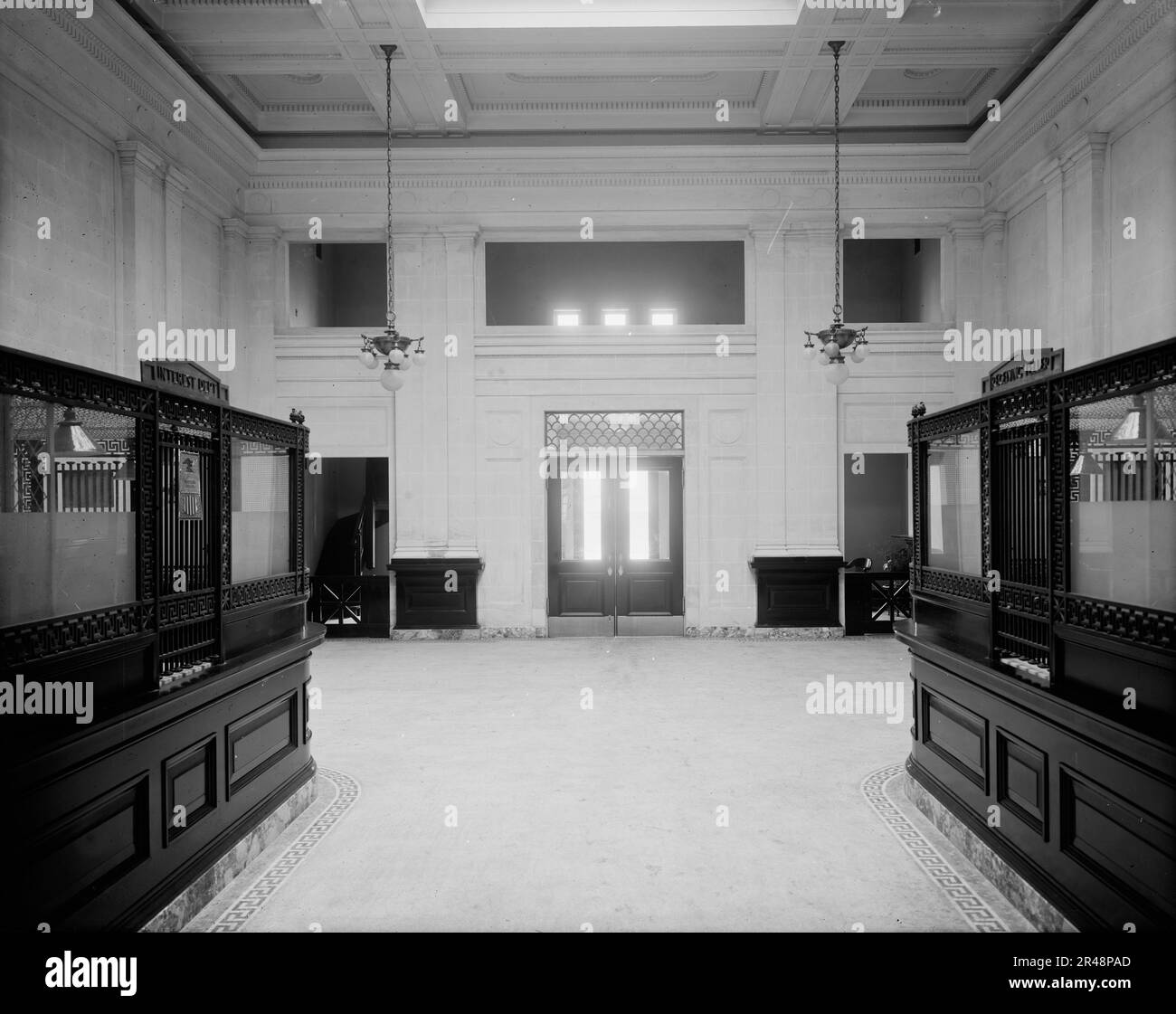 Bank branch interior Black and White Stock Photos & Images - Alamy