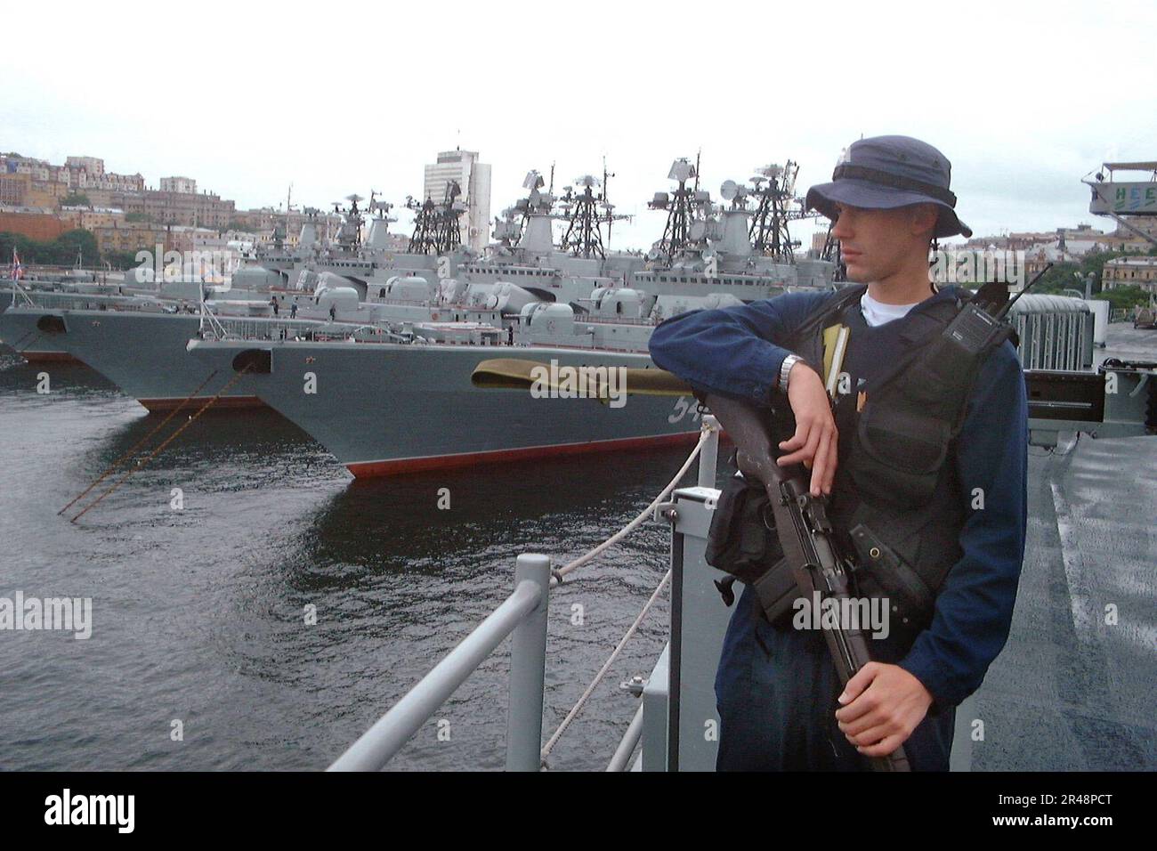 US Navy Force protection watch on board USS Blue Ridge Stock Photo - Alamy