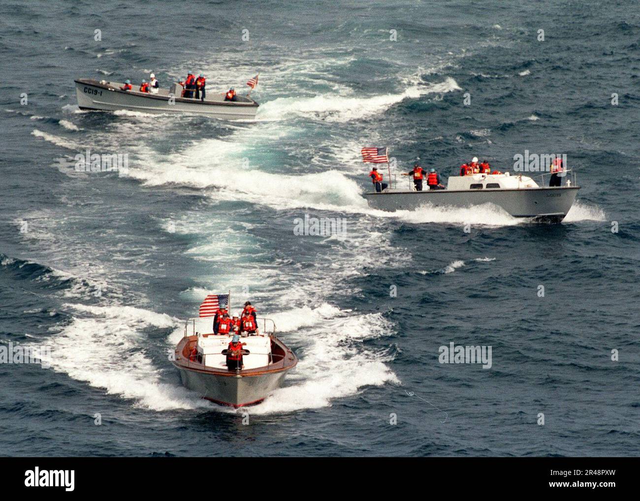 US Navy Deck Department Sailors from aboard USS Blue Ridge (LCC 19 ...