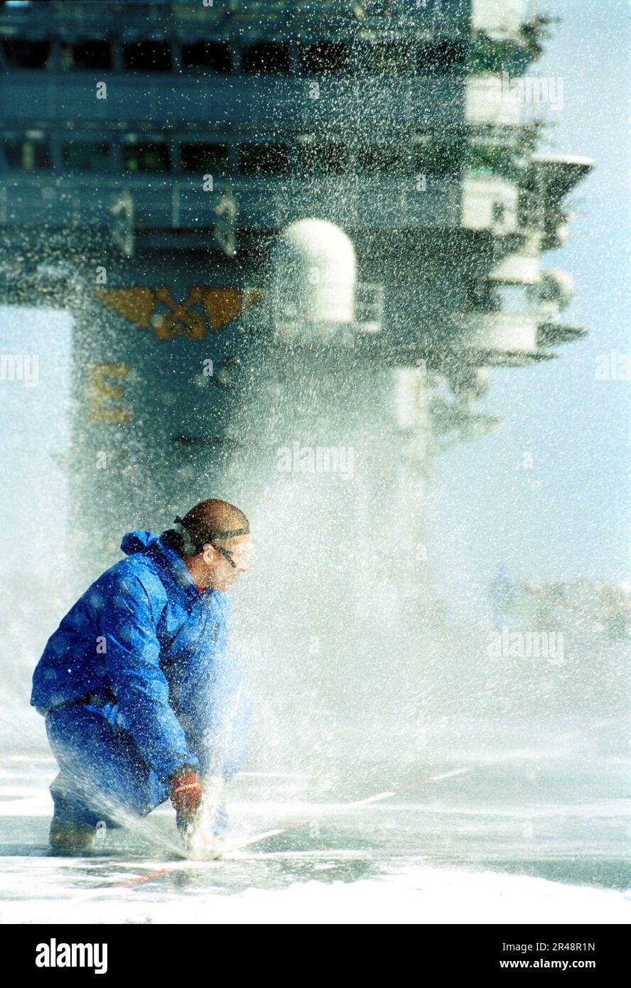 US Navy checking the AFFF sprinklers aboard USS Carl Vinson Stock Photo ...