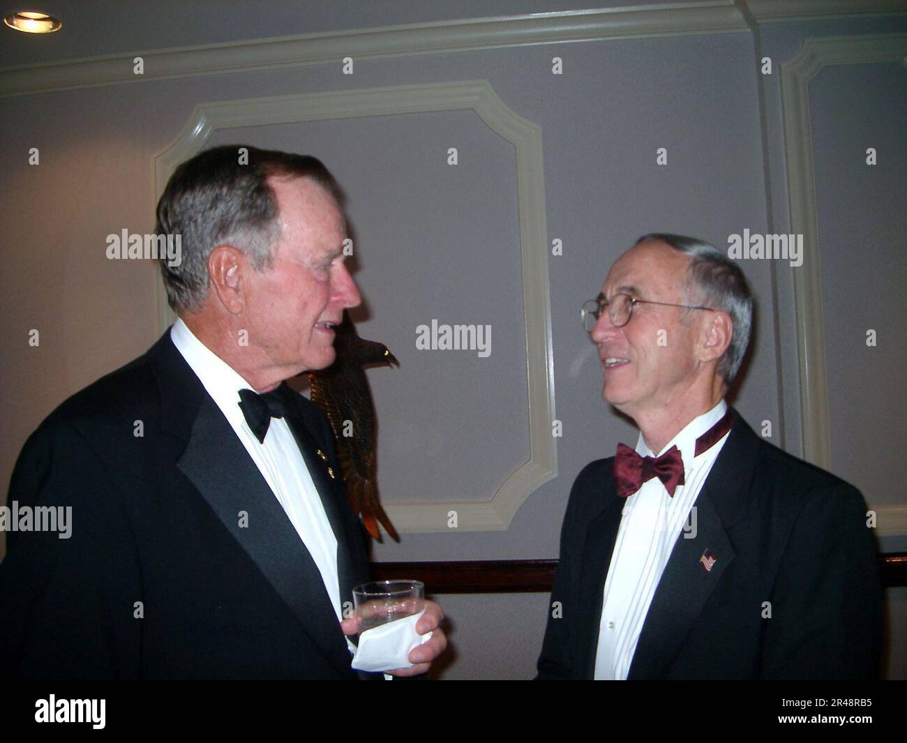US Navy SECNAV and President George W. H. Bush attend 2002 USO Gala ...