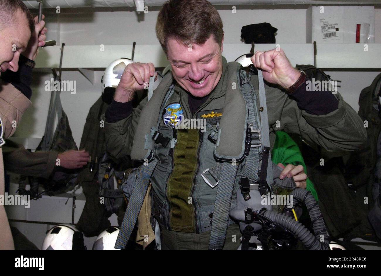 US Navy Radm. Mark Edwards prepares for Super Hornet flight Stock Photo ...