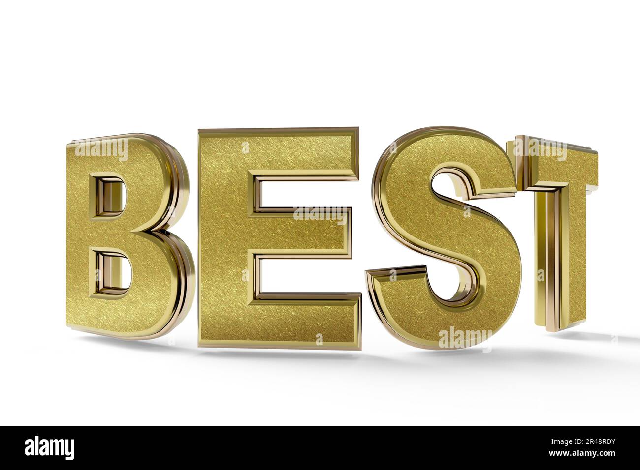 Word best written in gold in a 3d render isolated on white background ...