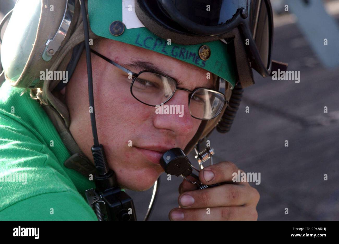 US Navy Lance Corporal Burton Grimes, of Sesser, Ill., an Electrician ...
