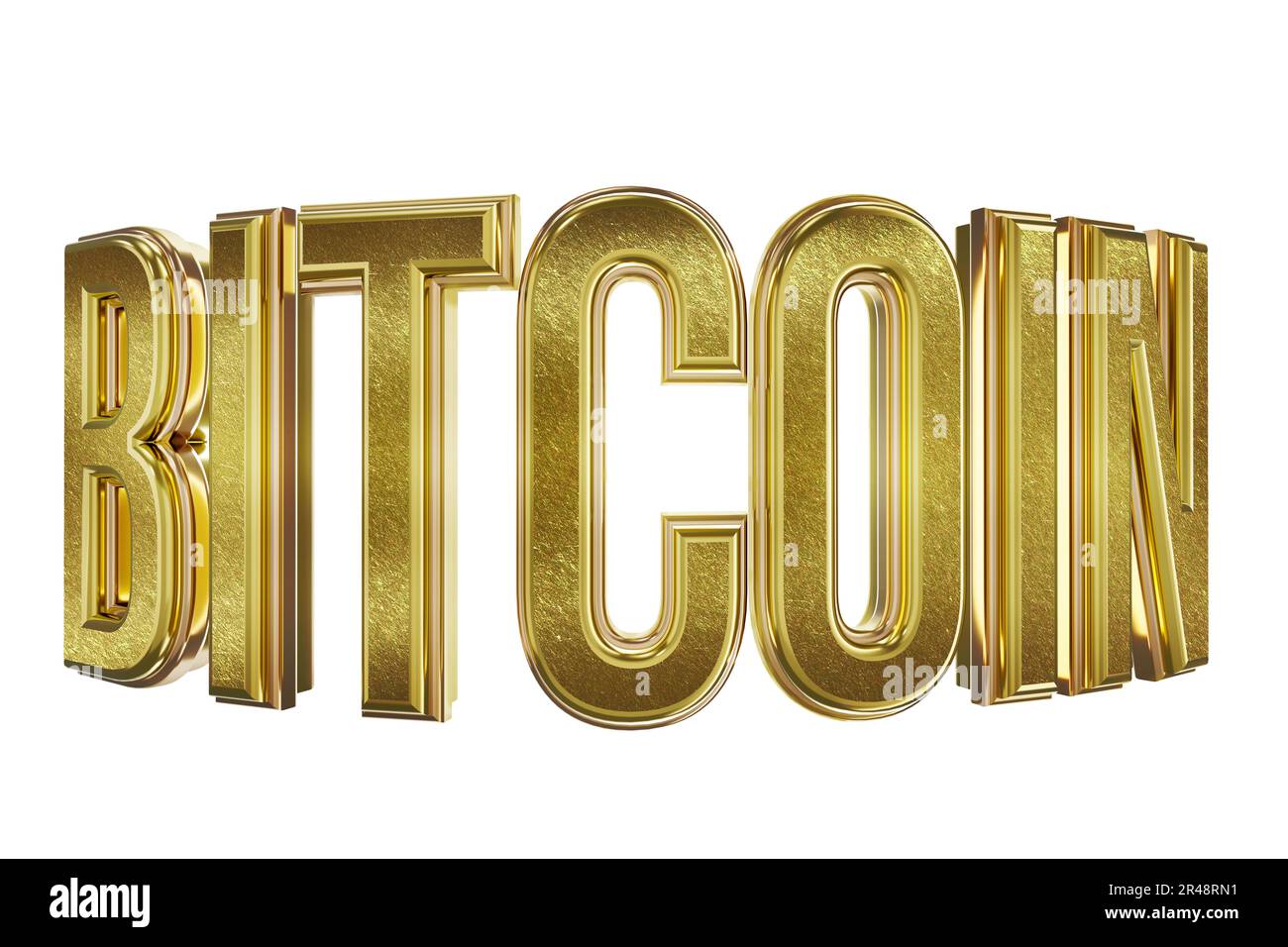 Golden word Bitcoin in 3d on white background Stock Photo - Alamy