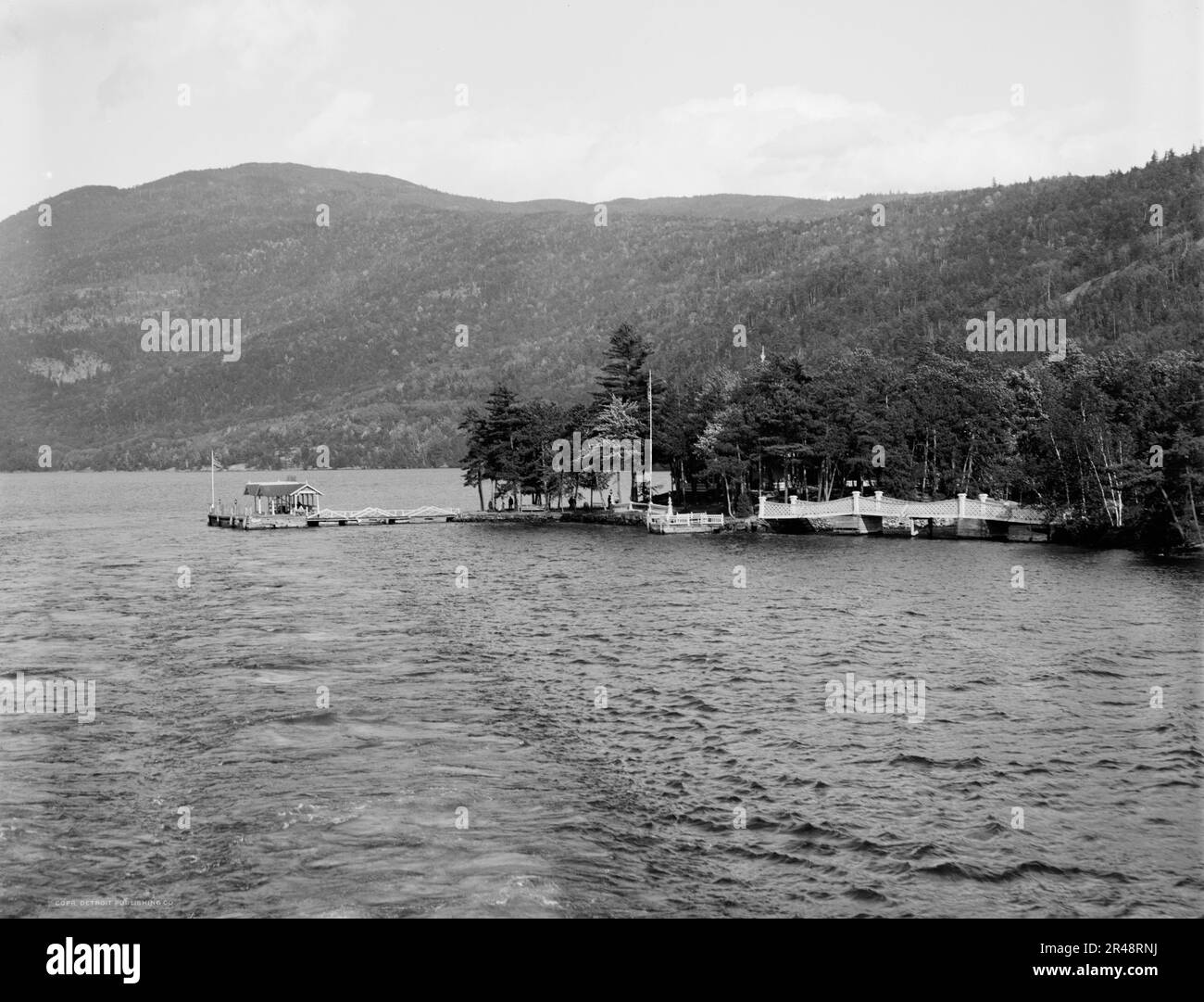 Pearl Point landing on Lake George, c.between 1910 and 1920 Stock Photo ...