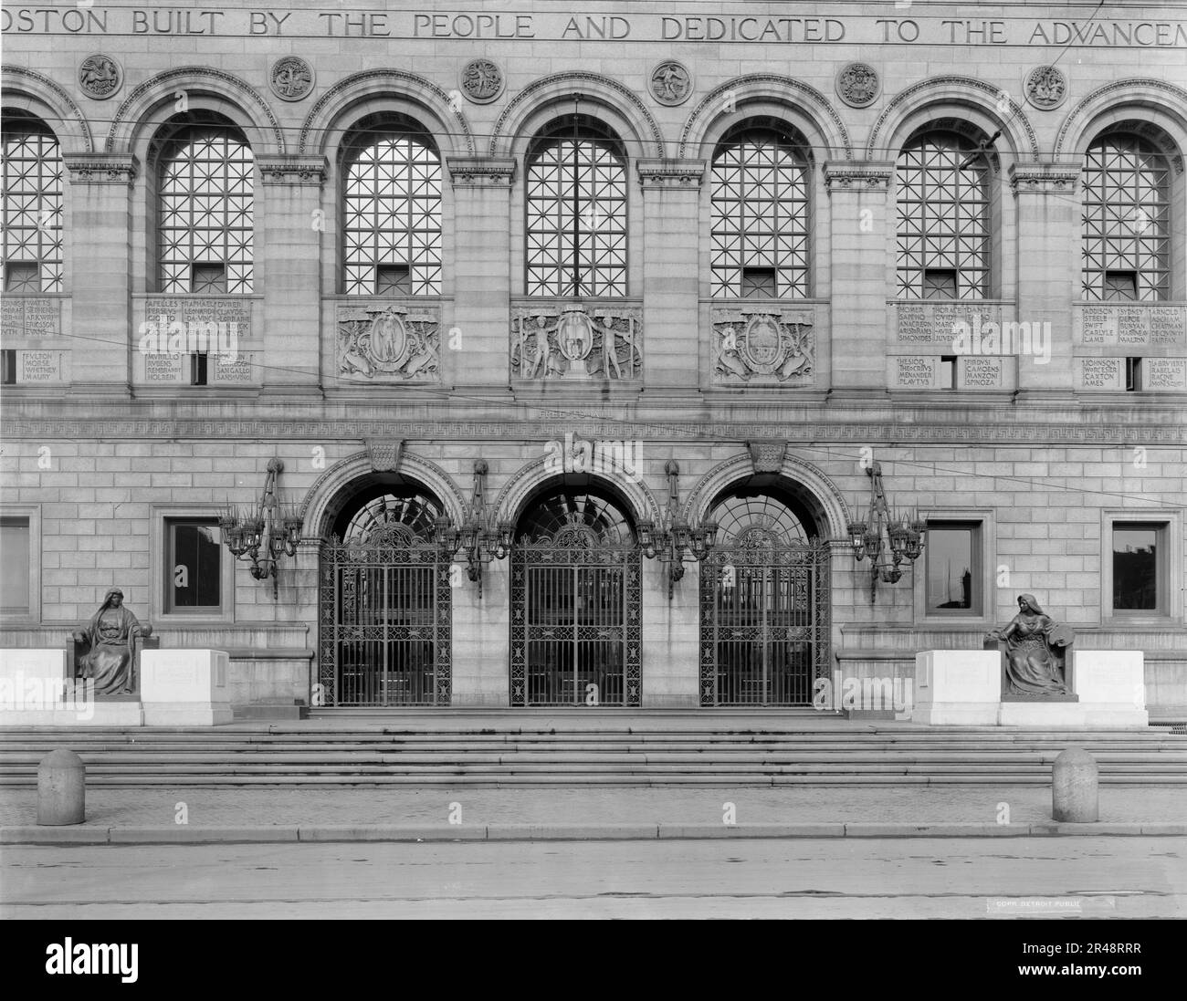 Boston Public Library, entrance, c.between 1910 and 1920 Stock Photo ...