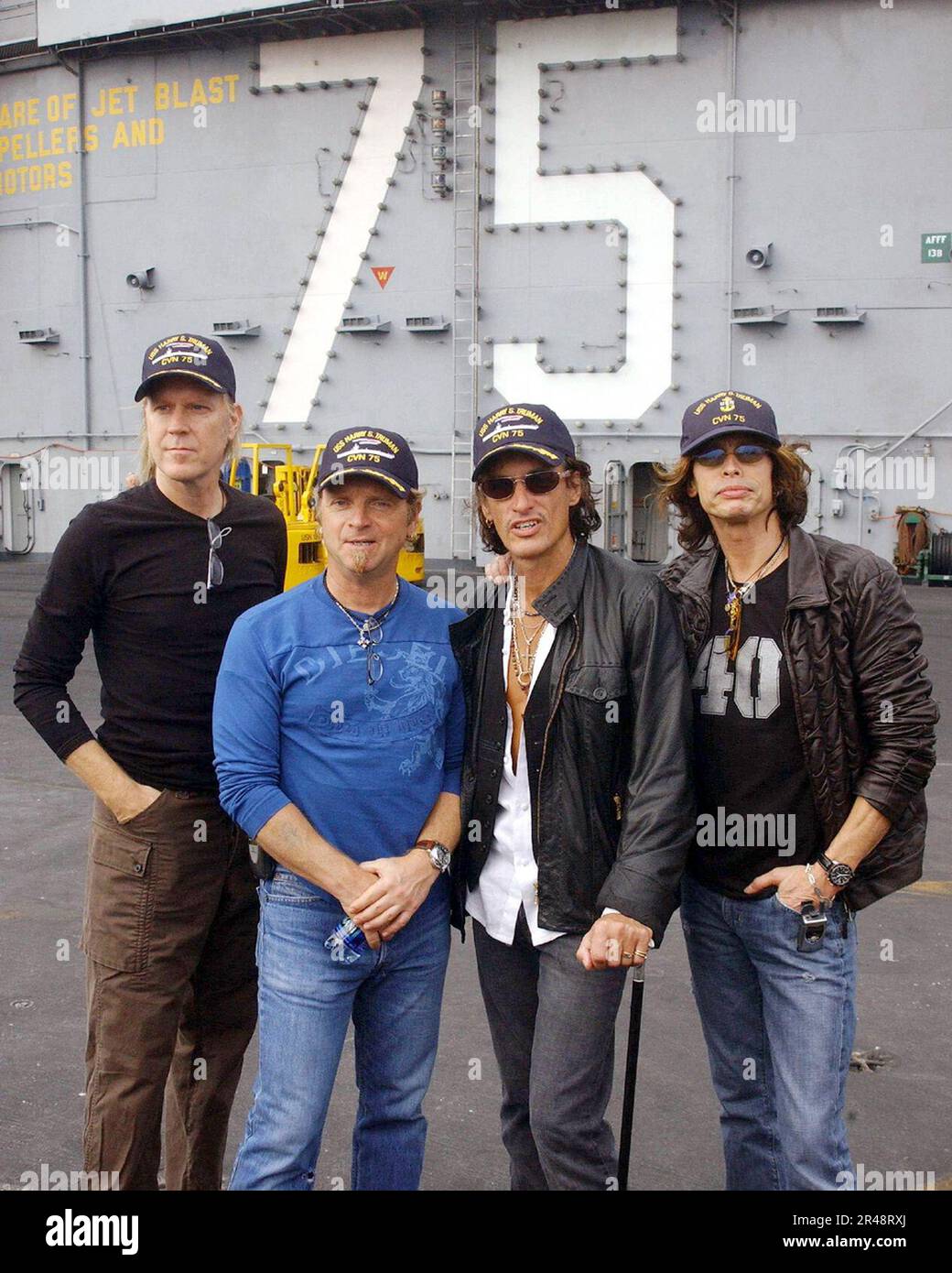 US Navy Internationally renowned rock band Aerosmith (from left, Tom ...