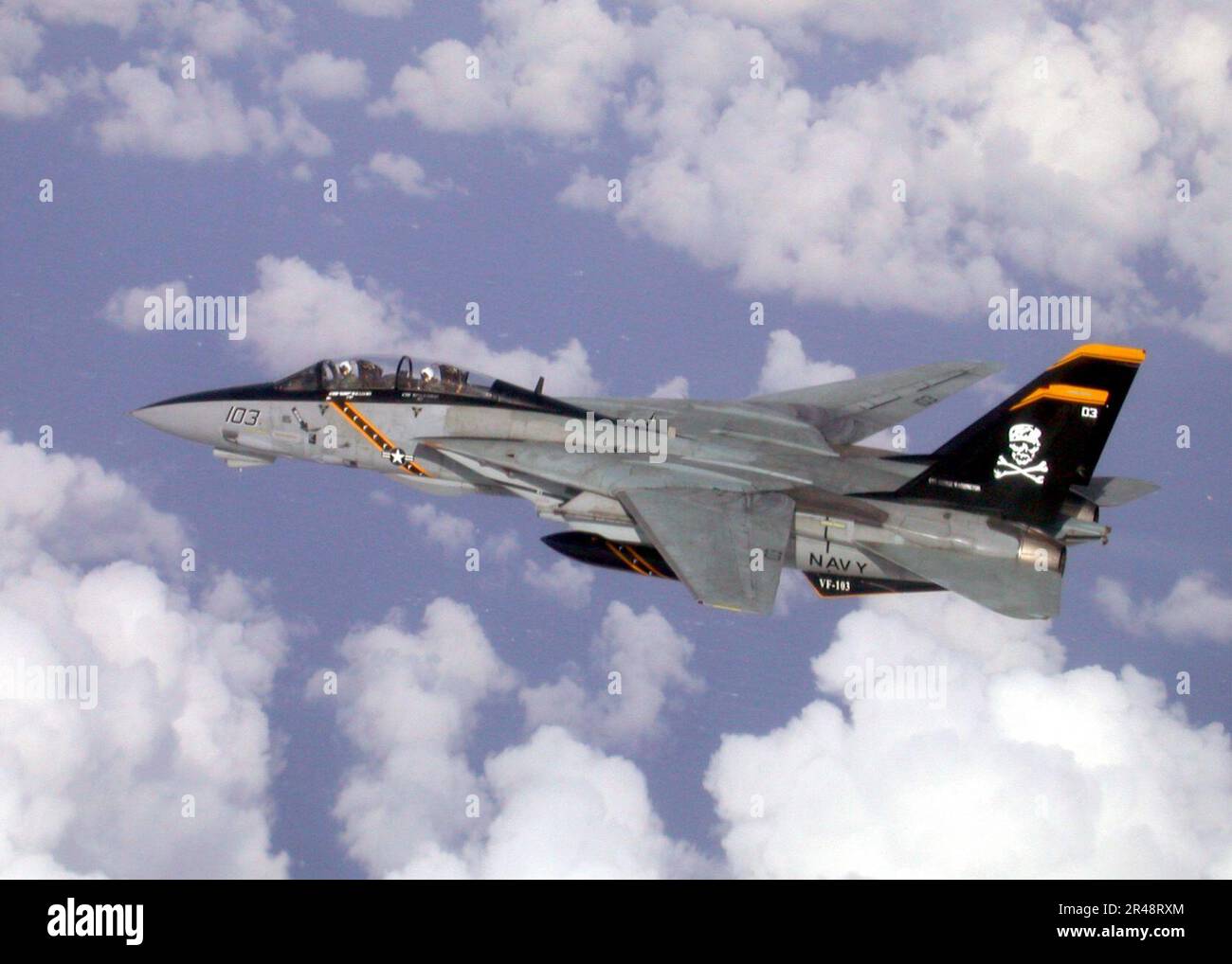 US Navy F-14 Tomcat assigned to VF-103 conducts mission over the ...