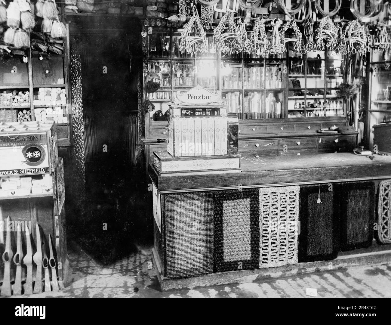 Hardware store interior shop with counter Black and White Stock Photos ...