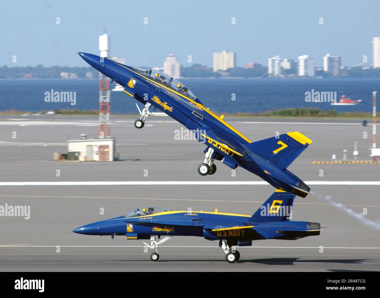 US Navy Blue Angels Six and Seven take flight Stock Photo - Alamy