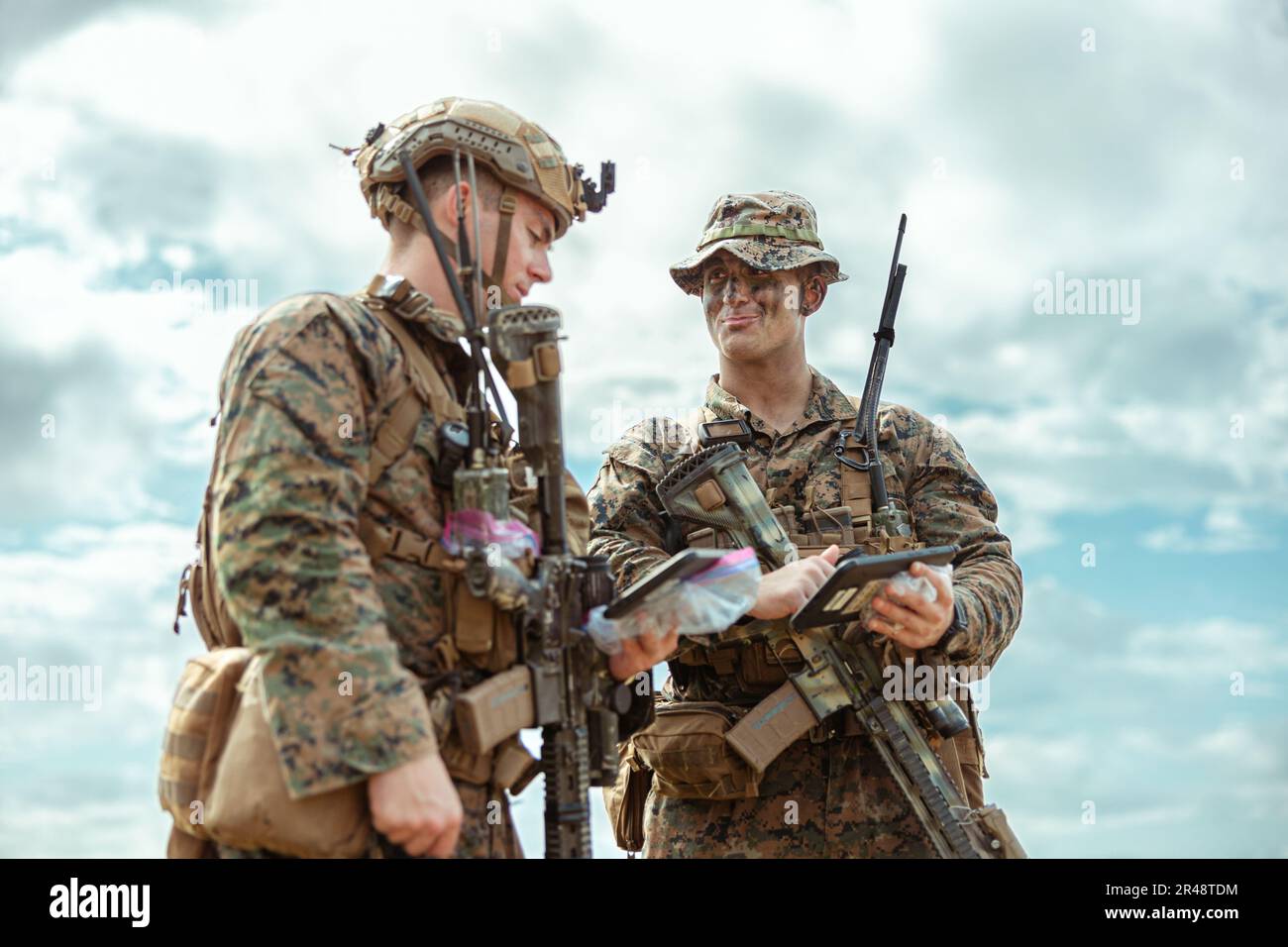 U.S. Marine Corps 1st Lt. Sean Conner, left, and 1st Lt. Thomas ...