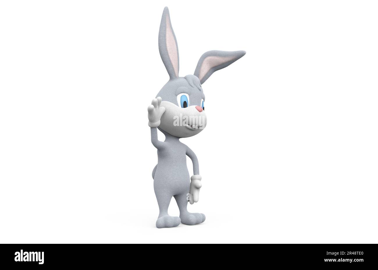 Easter bunny waving isolated on white background Stock Photo - Alamy