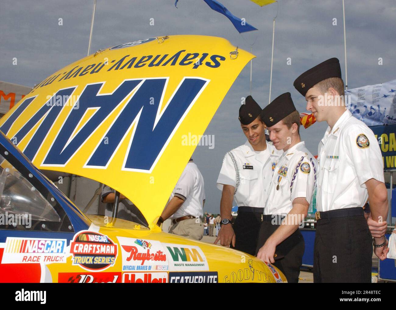 US Navy NJROTC students view a NASCAR Craftsman series Ford F-150 Stock ...