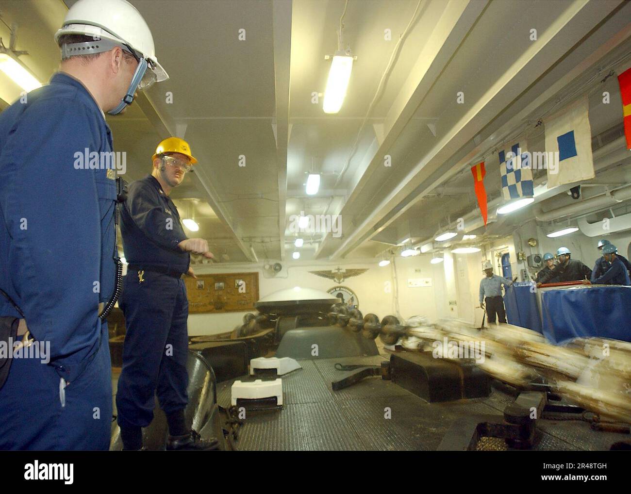US Navy safety observer duty on the forecastle of USS George Washington ...