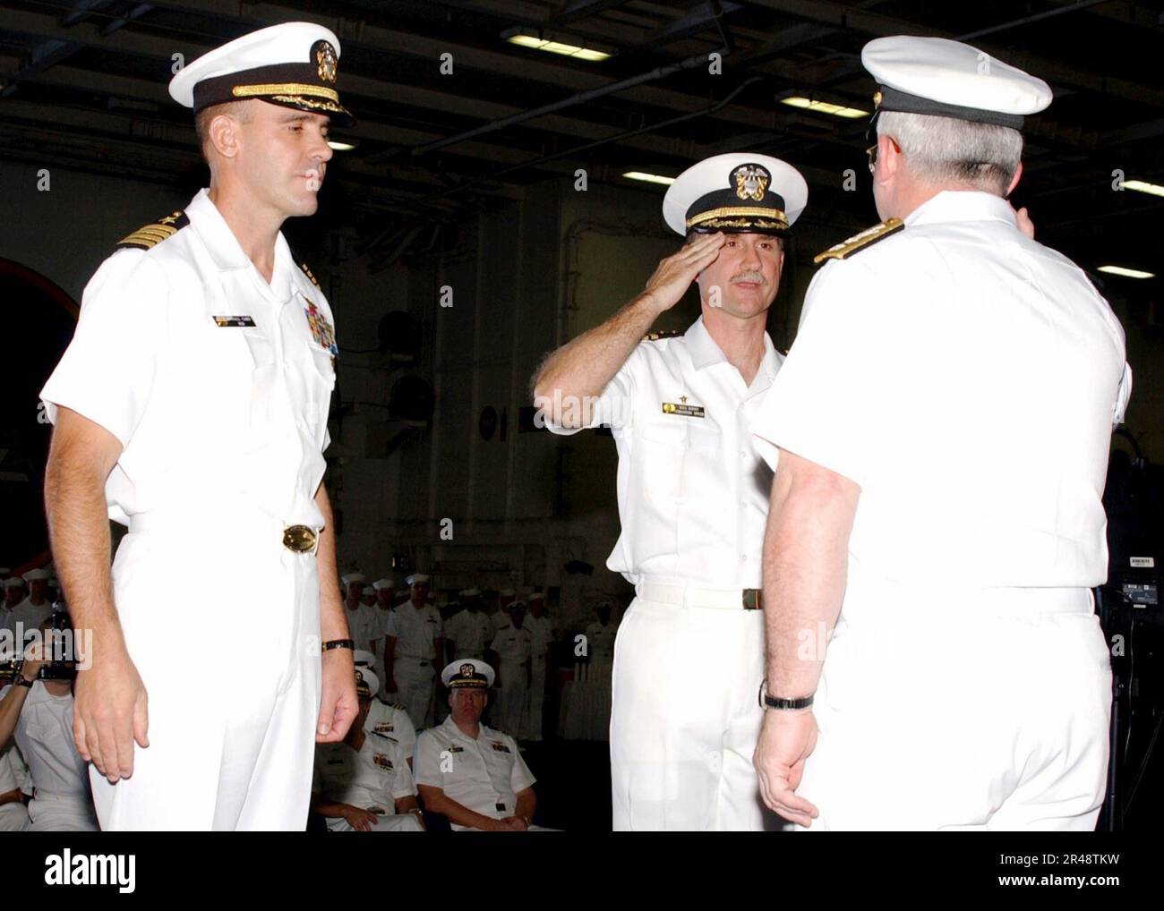 US Navy Change of Command ceremony conducted aboard USS Abraham Lincoln ...