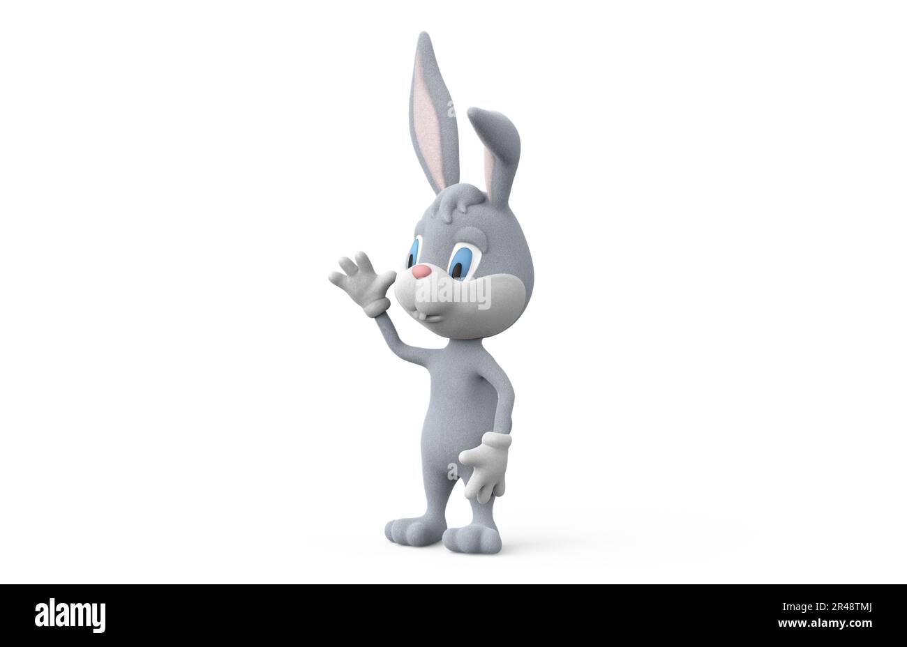 Easter bunny waving isolated on white background Stock Photo - Alamy