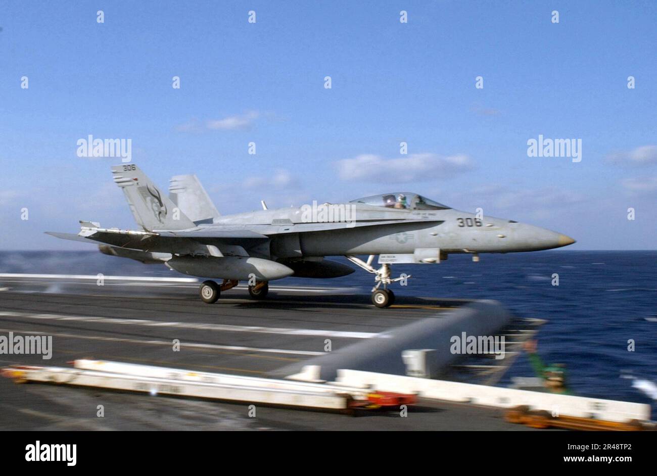 US Navy F-A-18 Hornet makes a catapult launch from USS Kitty Hawk Stock ...