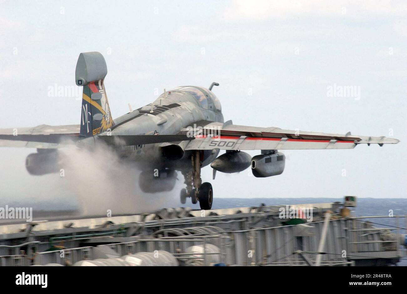 US Navy E-A6B Prowler launches from USS Kitty Hawk catapult one Stock ...