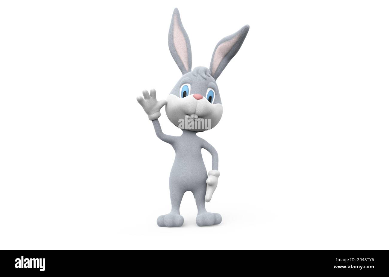 Easter bunny waving isolated on white background Stock Photo - Alamy