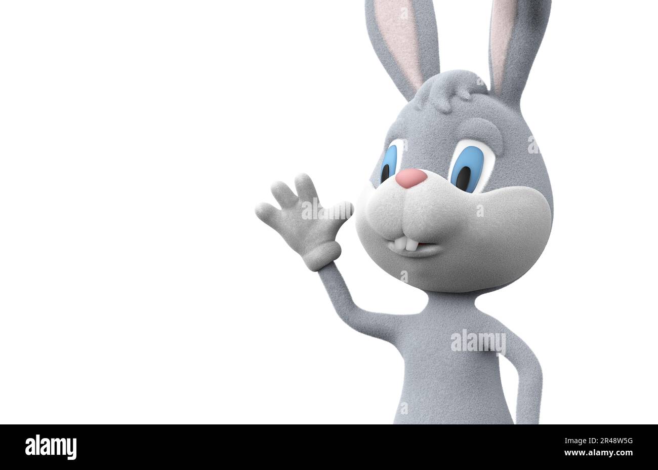 Easter bunny waving isolated on white background Stock Photo - Alamy