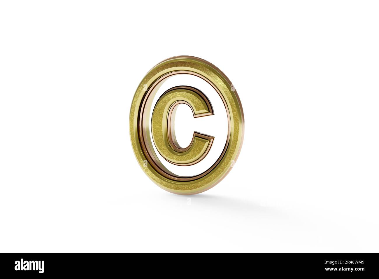 Copyright trademark Symbol in golden on white background 3d ...