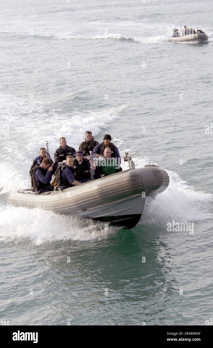 US Navy The Vessel Boarding Search and Seizure (VBSS) team cruises ...