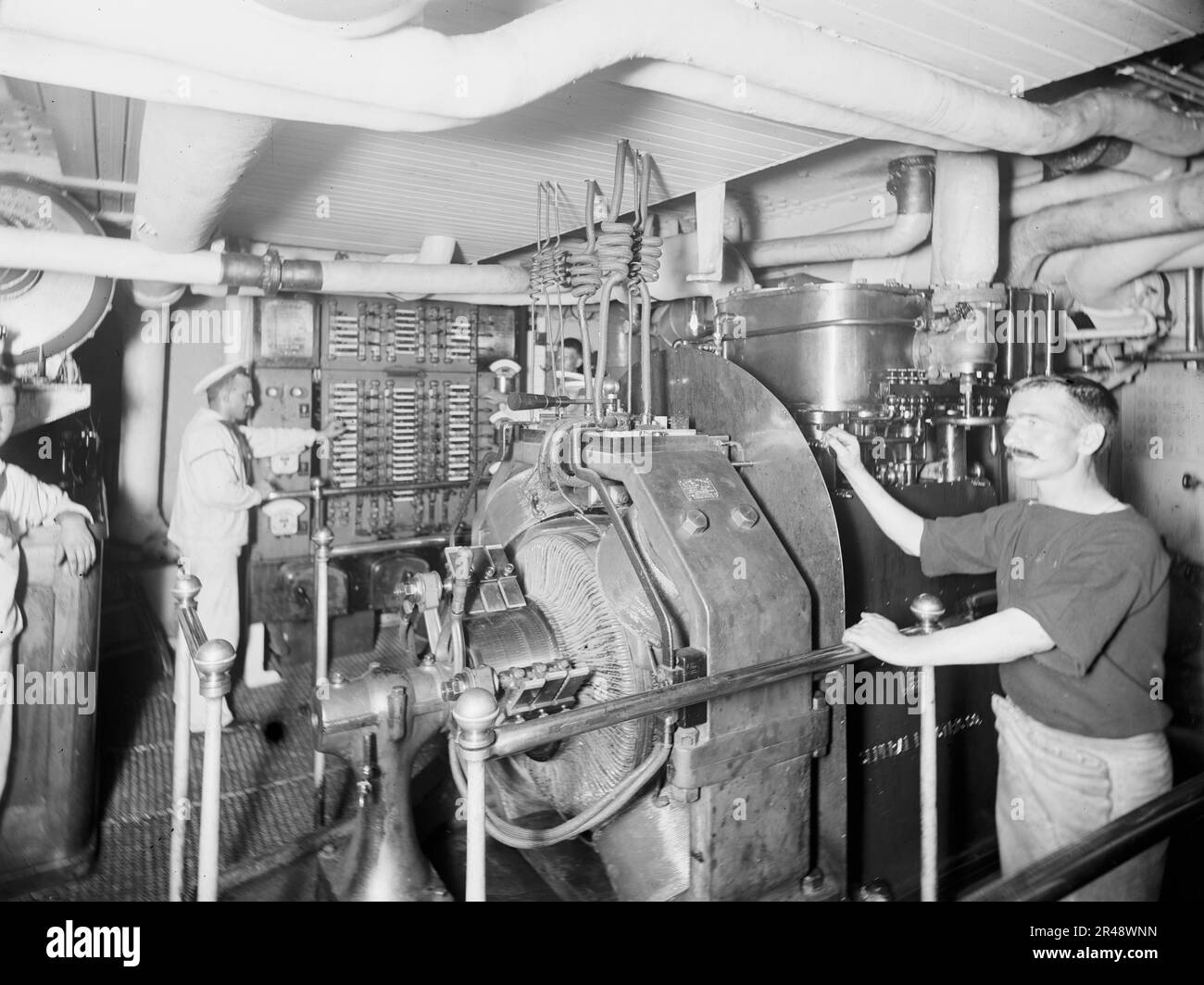 U.S.S. Massachusetts, dynamo room, between 1896 and 1901 Stock Photo ...