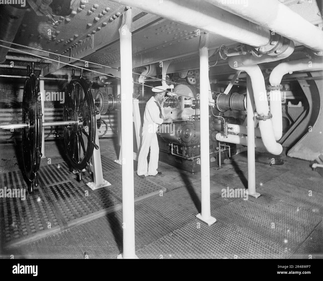 U.S.S. Massachusetts, steam steering gear, between 1896 and 1901 Stock ...
