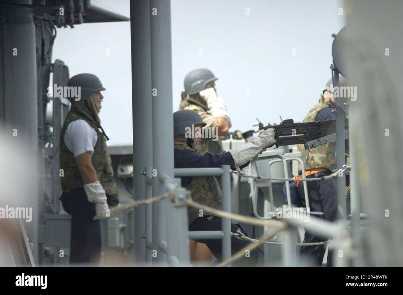 US Navy Spanish Sailors aboard the Santa Maria-class Frigate Navarra (F ...