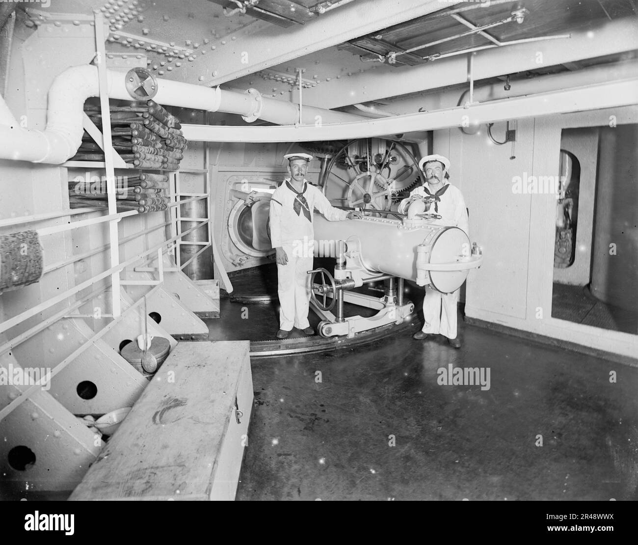 U.S.S. Massachusetts, torpedo tube, between 1896 and 1901 Stock Photo ...