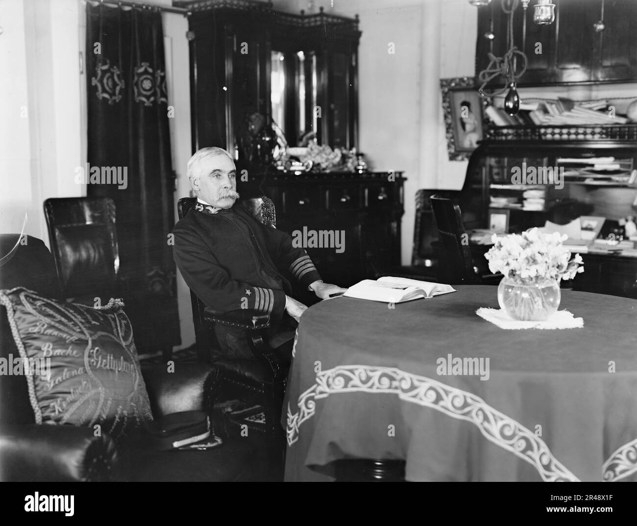 U.S.S. Kentucky, Capt. Chester in his cabin, 1900 or 1901 Stock Photo ...