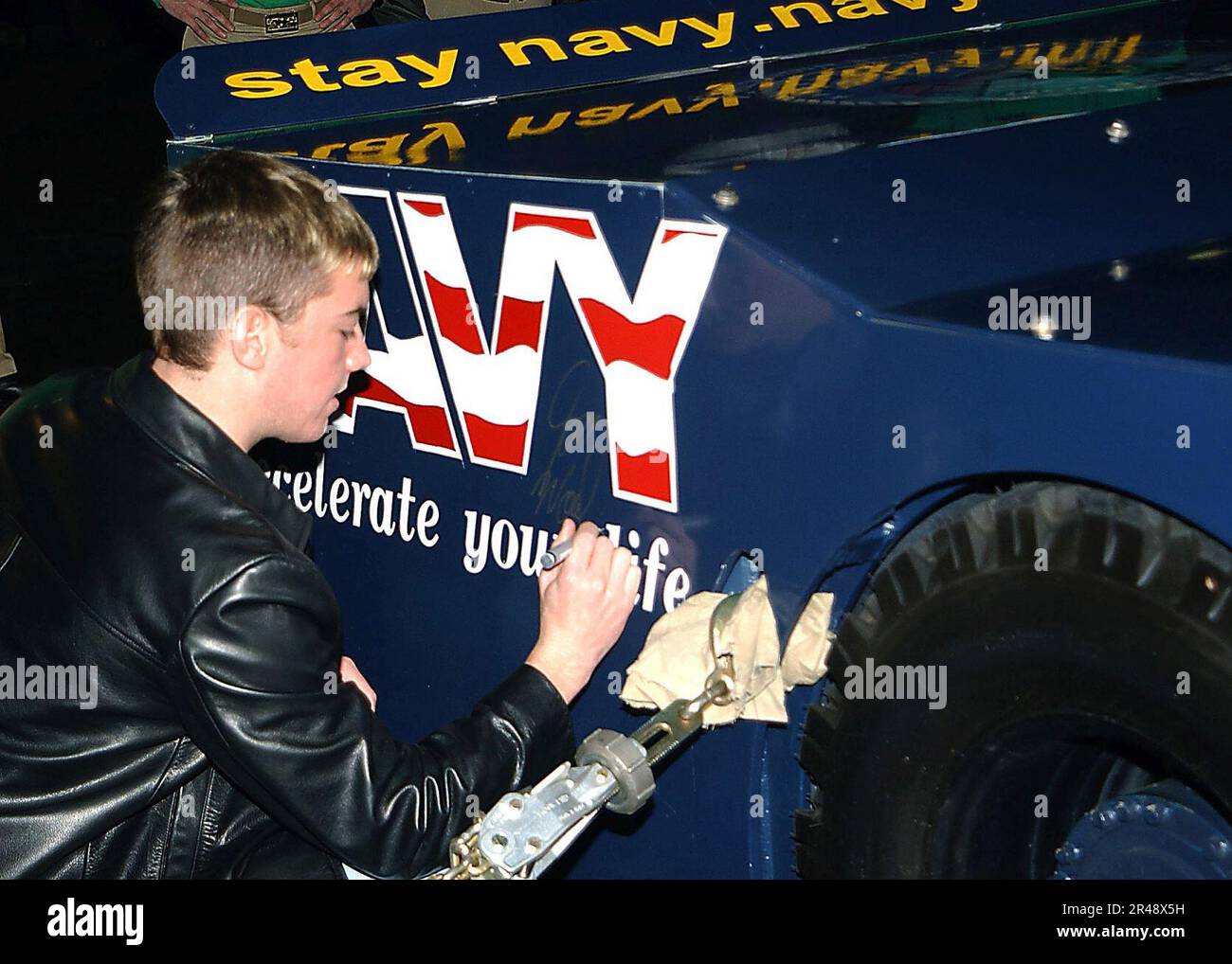 US Navy Jon Wood, professional driver of the Wood Brothers, Roush ...