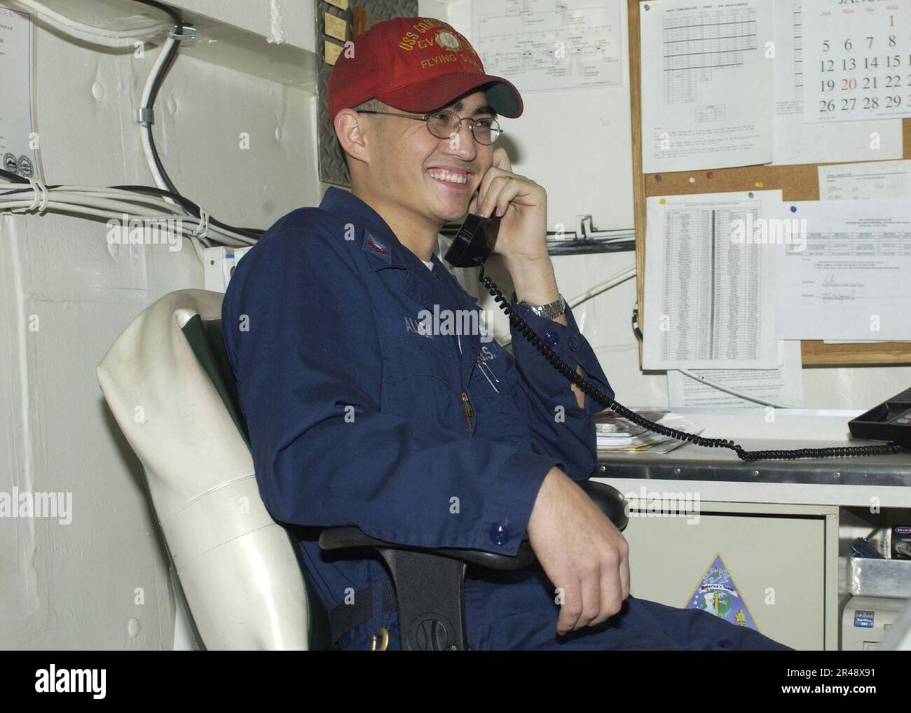 US Navy special holiday phone call from the Commander in Stock Photo ...