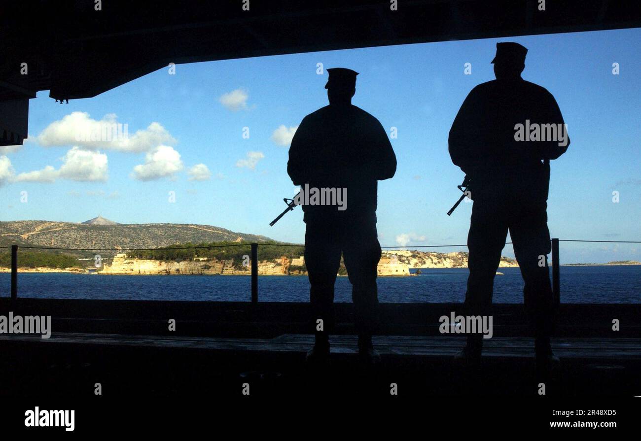 US Navy Ship's Masters at Arms stand Force Protection Watch Stock Photo ...