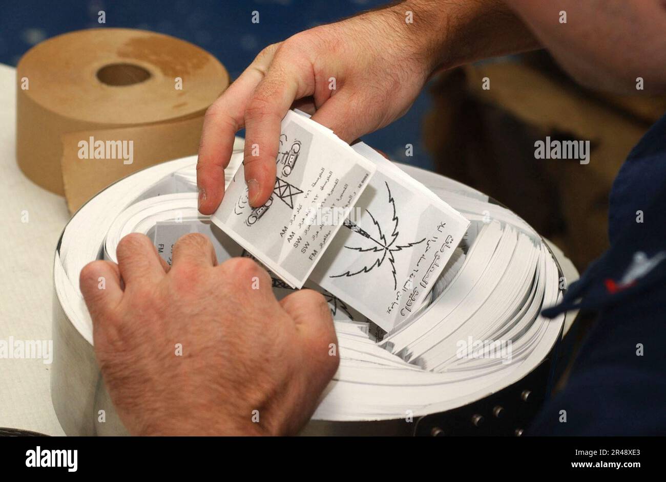 US Navy loading leaflets into canisters Stock Photo - Alamy