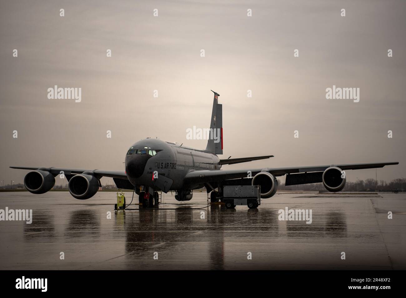 A U.S Air Force KC-135 Stratotanker sits on the flight line during a ...