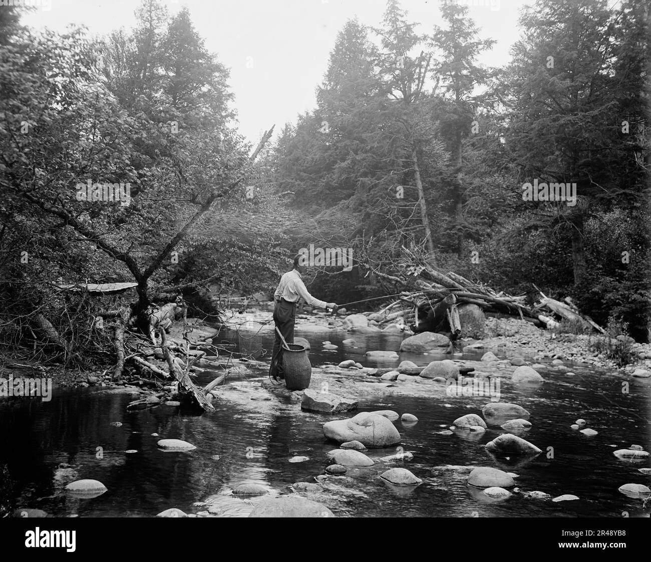 Fishing, Adirondack Mts., N.Y., between 1900 and 1910 Stock Photo - Alamy