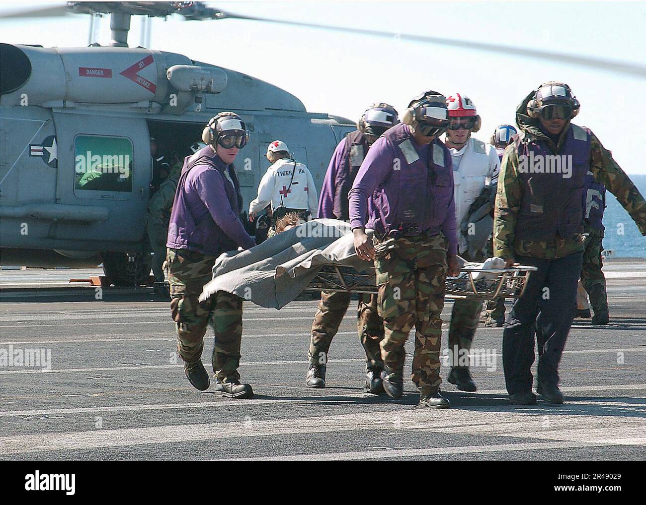 US Navy Rescue at sea aboard the USS George Washington CVN 73 Stock ...