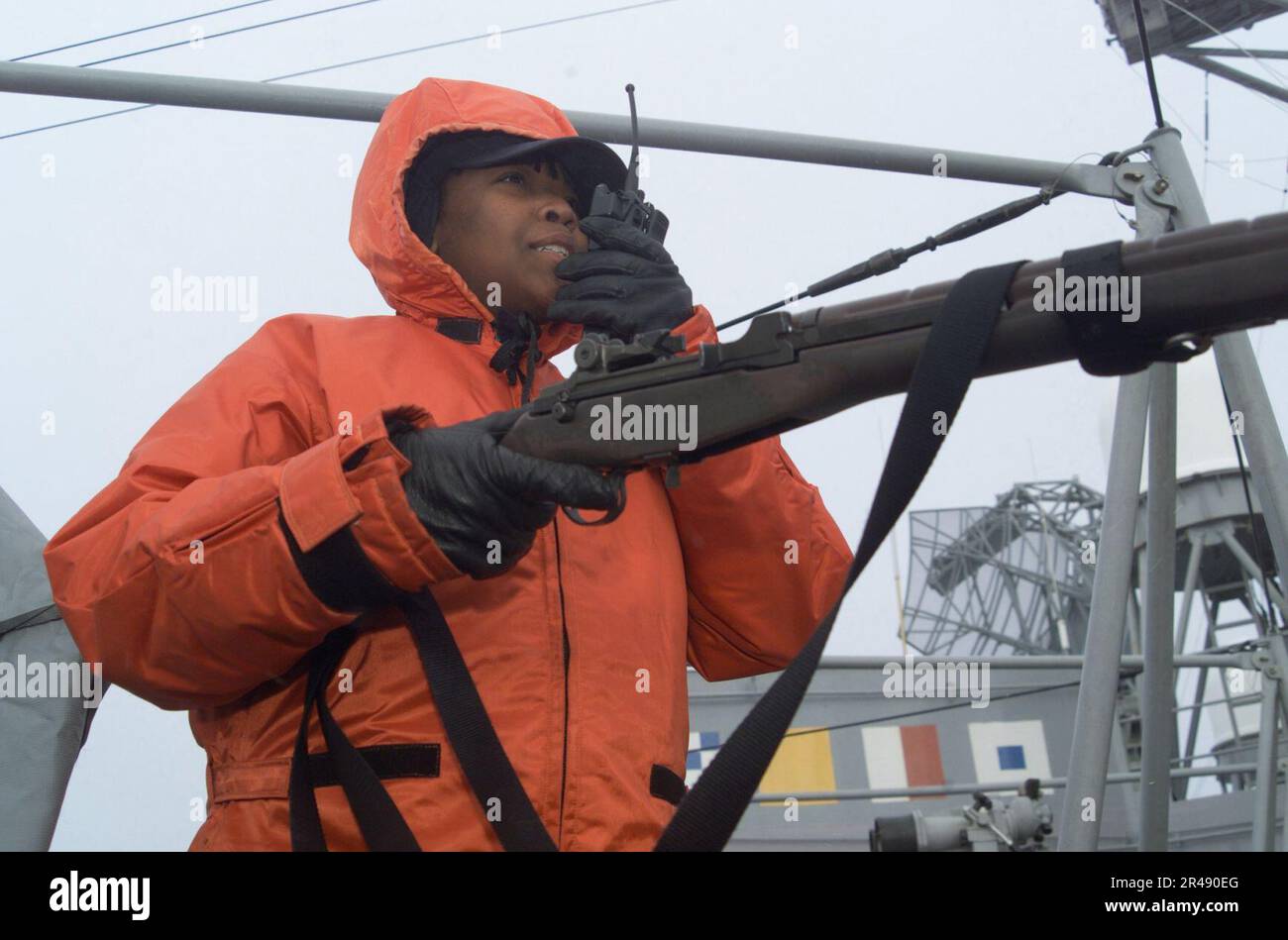US Navy The watch repeats a message on the port bridge wing of the ...