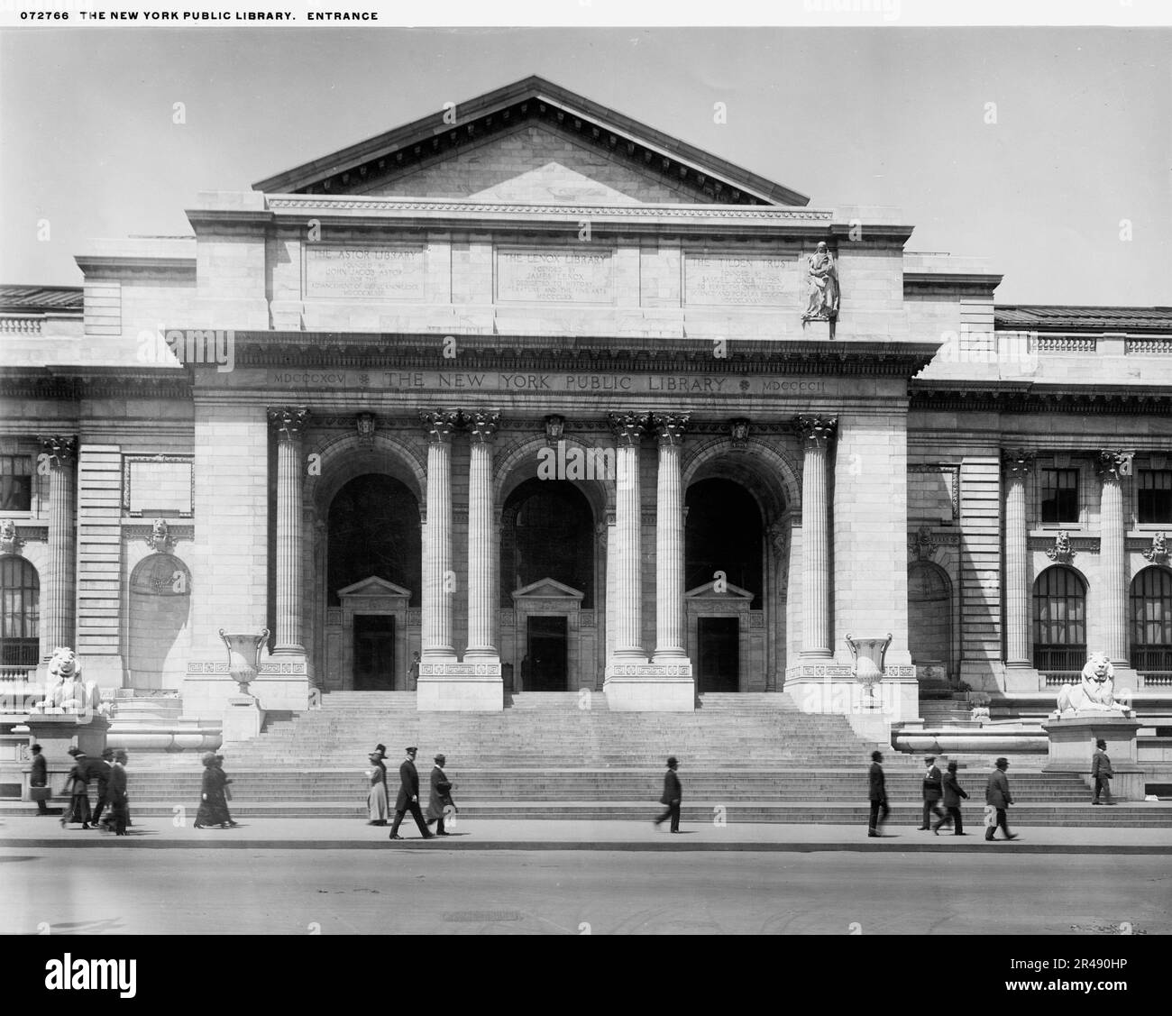 The New York Public Library, entrance, c.between 1910 and 1920 Stock ...