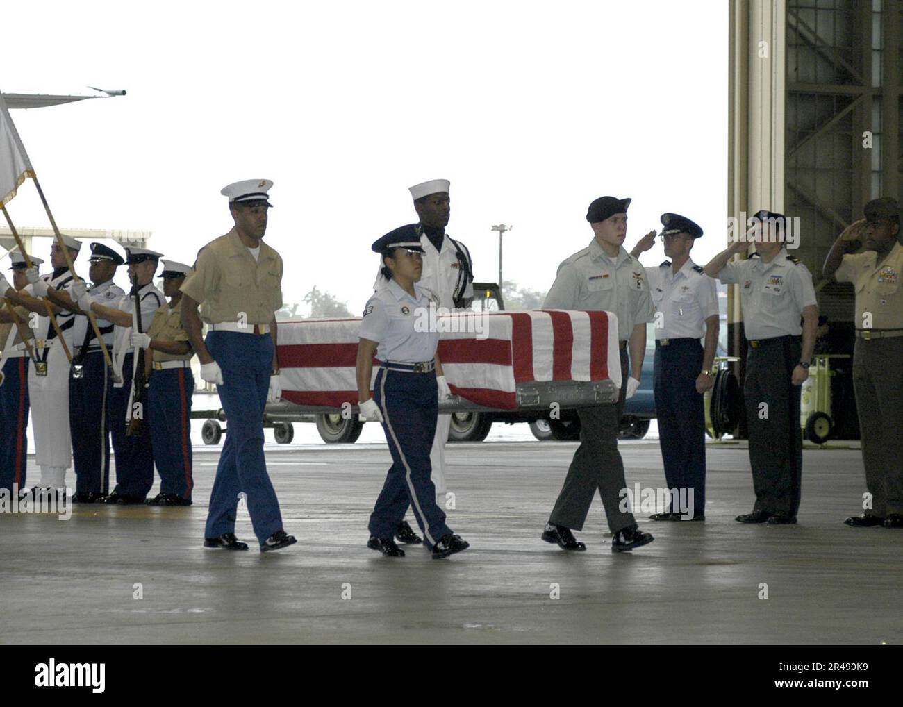 US Navy Casket bearers, comprised of all four branches of the military ...