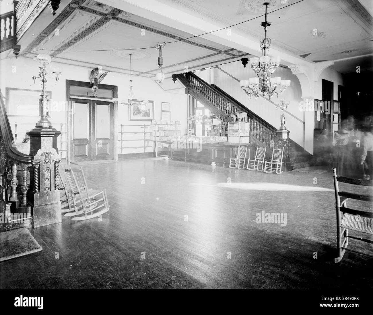 Luxury lobby in hotel reception Black and White Stock Photos & Images ...