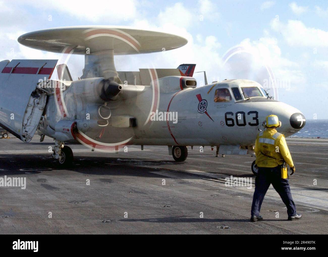 US Navy An E-2C Hawkeye assigned to the Bear Aces of Carrier Airborne ...