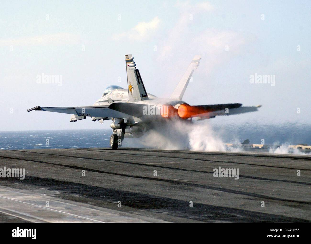 US Navy An F-A-18 Hornet launches from one of four steam-powered ...